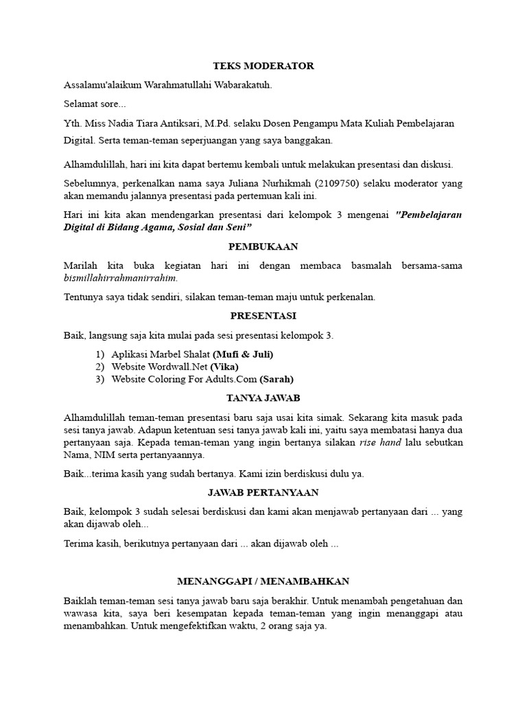 Teks Moderator Digital New | PDF