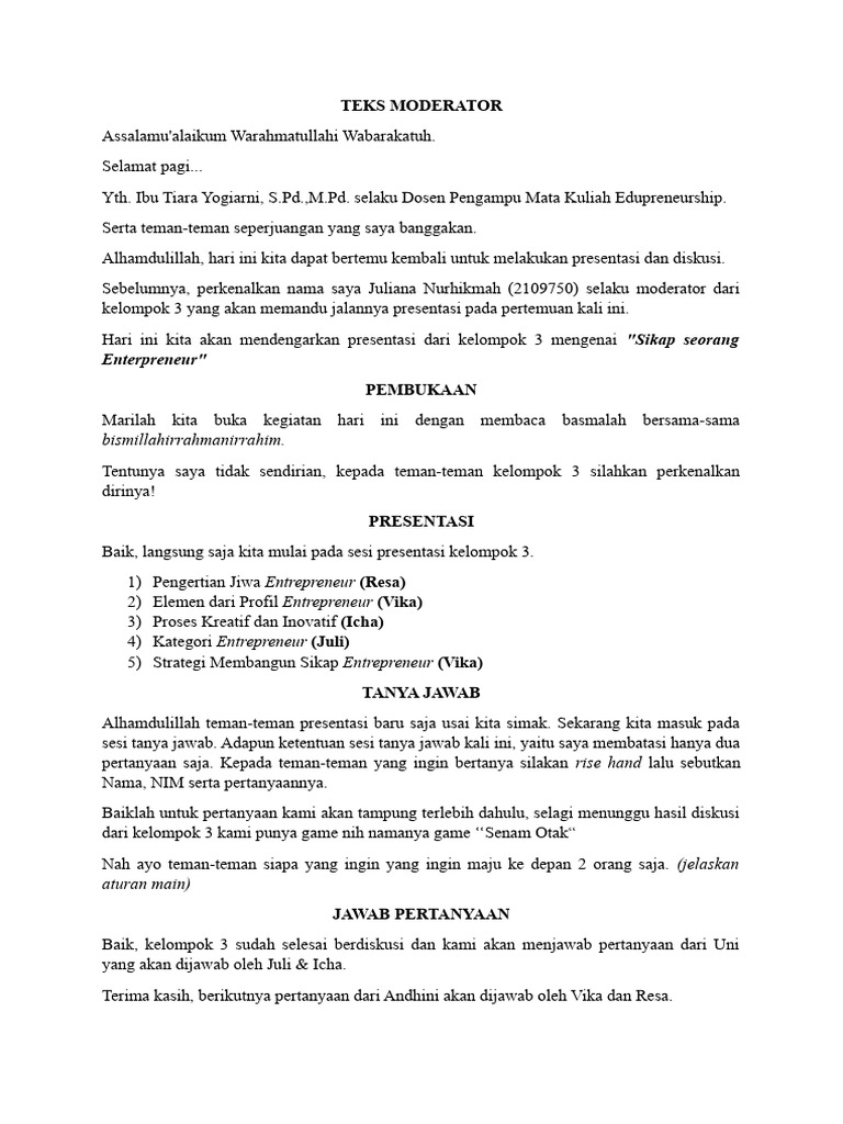 Teks Moderator 1 | PDF