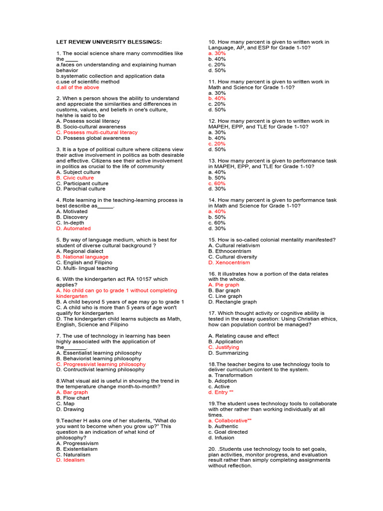 Let Reviewer | Download Free PDF | Educational Assessment | Learning