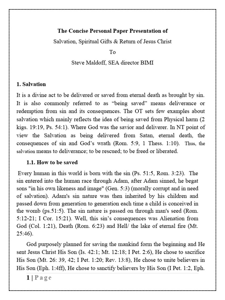 The Presentation Paper | PDF | Spiritual Gift | Salvation