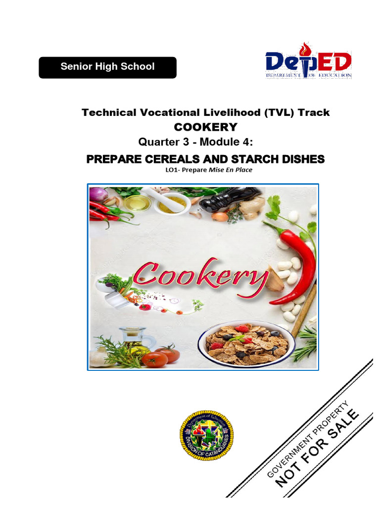 Q3 M4 TVL HE Cookery Perform Mise en Place Cereals and Starch | PDF ...