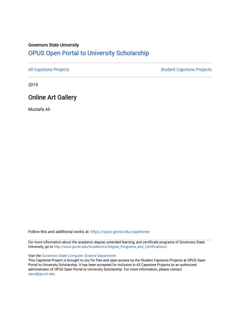 Online Art Gallery Capstone Project | PDF | Databases | Websites