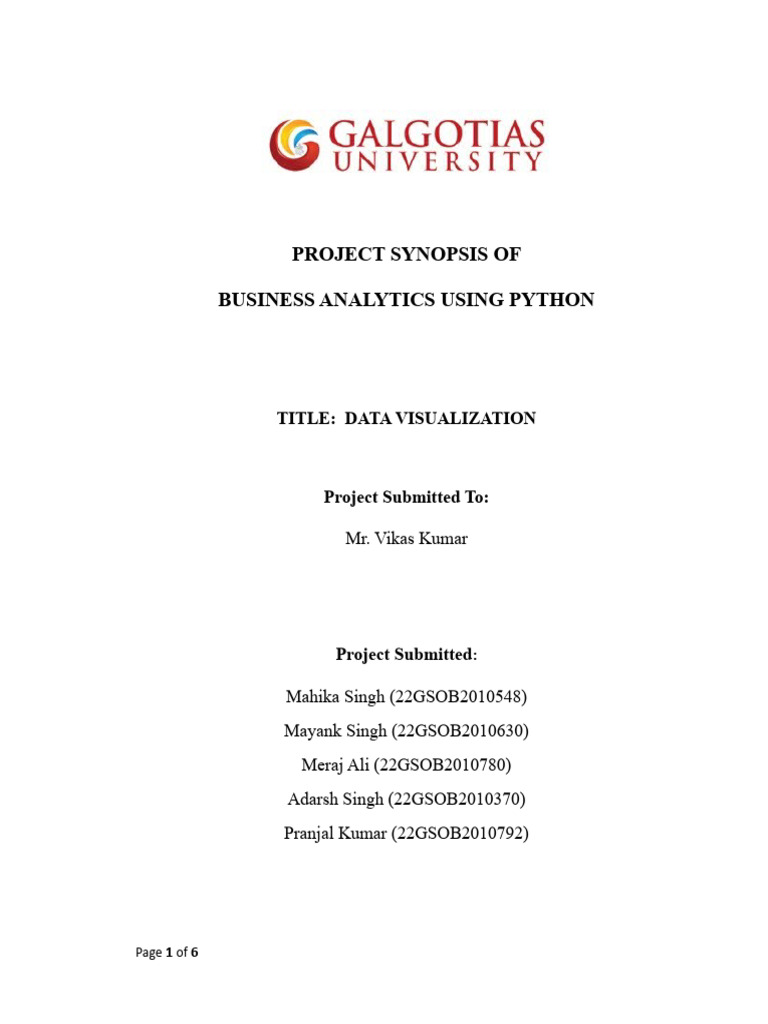 Project Synopsis of Python | Download Free PDF | Chart | Computing