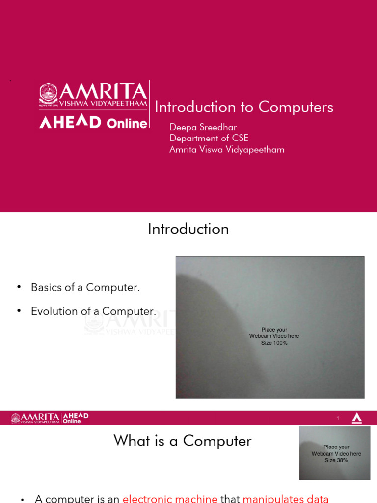 Week1 Intro Pdf Random Access Memory Computer Data Storage