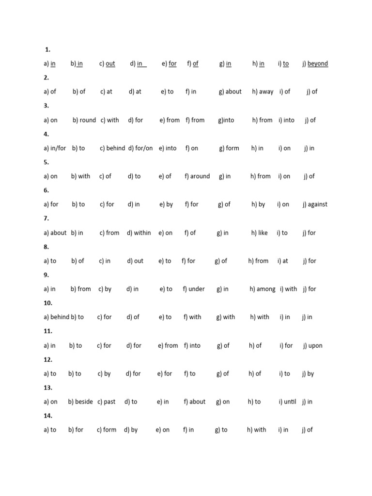 Preposition Sheet Solve English 1 | PDF Preposition Sheet Solve English 1 | PDF