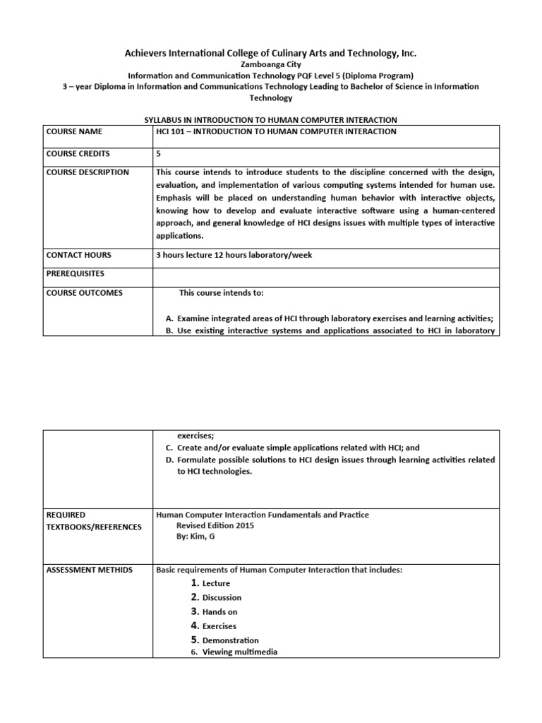 HC 101 - Introduction To Human Computer Interaction | PDF | Human ...