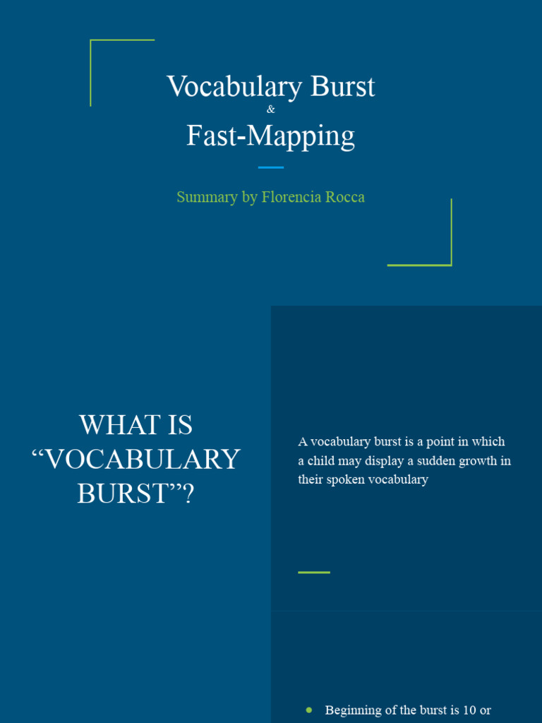 Understanding Vocabulary Burst and Fast-Mapping | PDF | Behavioural ...