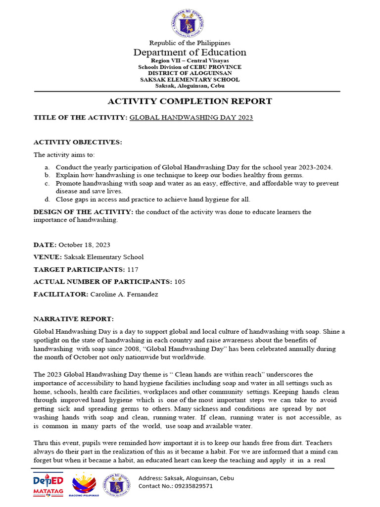 Handwashing Narrative | PDF | Hand Washing | Hygiene