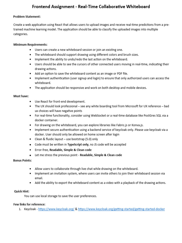 Frontend - Assignment - Real Time Collaborative Whiteboard | PDF | Computer Engineering ...