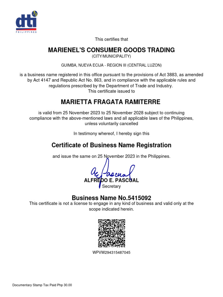 BN CERTIFICATe | PDF