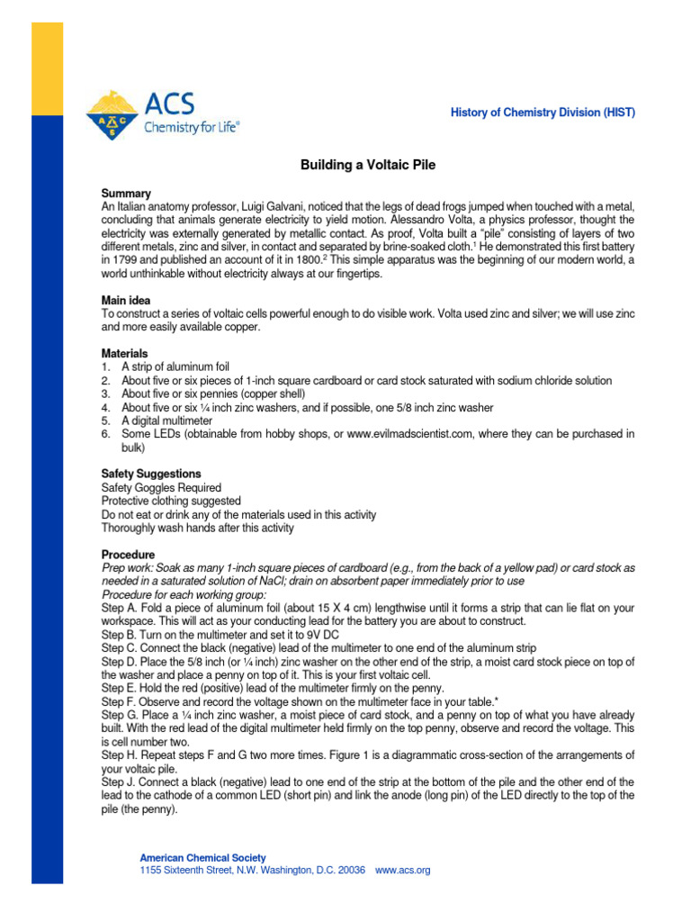 Building A Voltaic Pile Hist | PDF | Redox | Physical Sciences