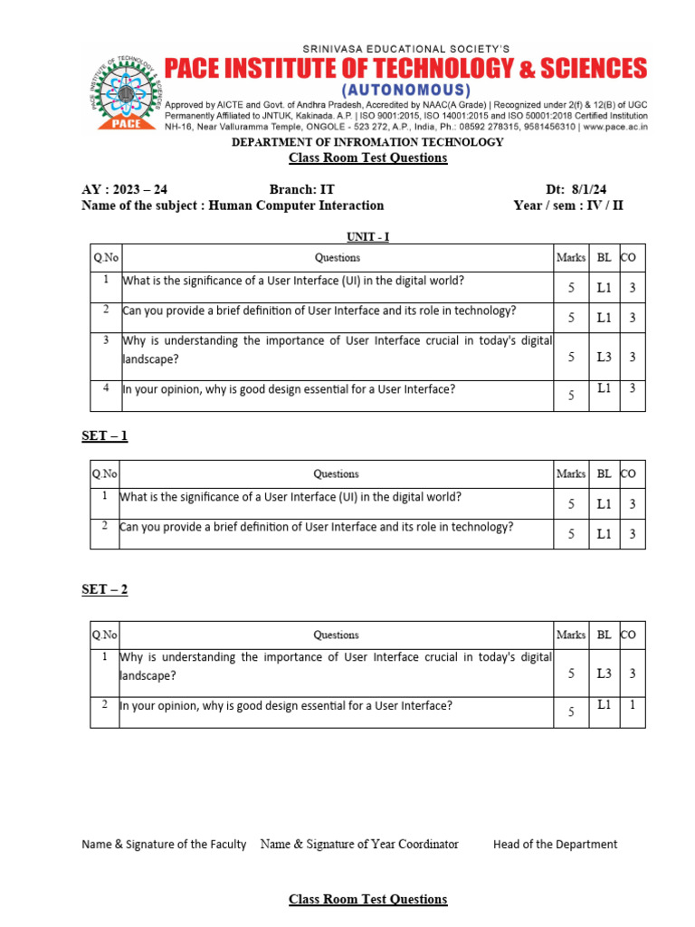 CRT Questions Mid 1 | Download Free PDF | Human–Computer Interaction | User Interface