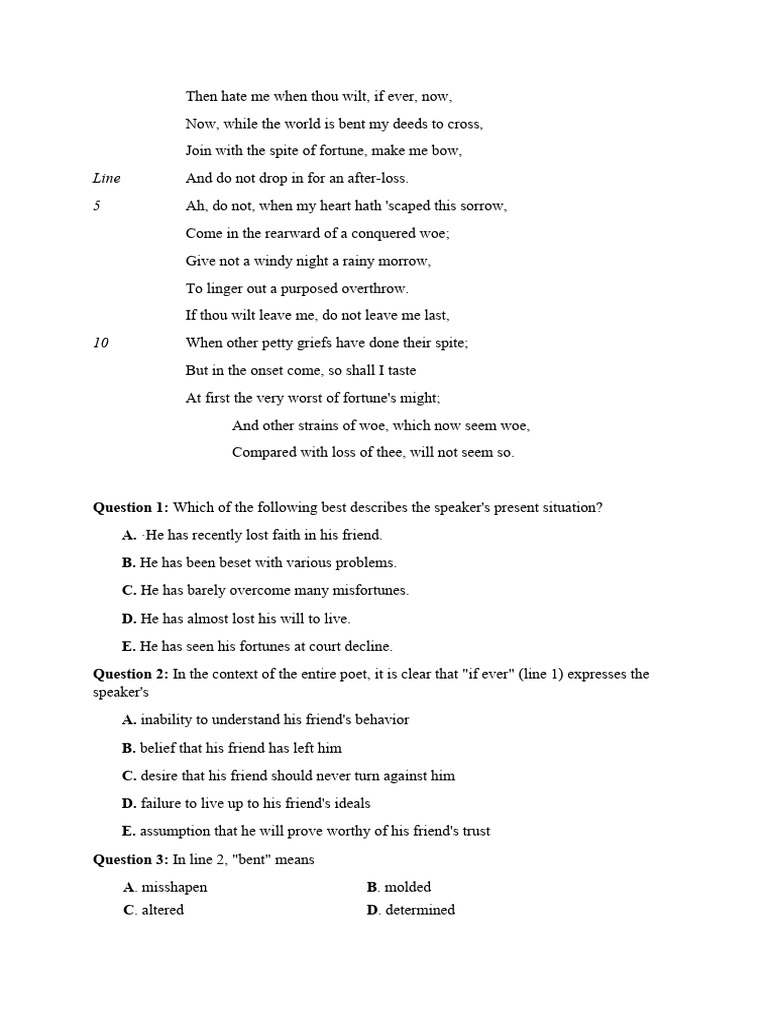 Poem 9 - AP Lit 2004 MC Cleaner - 2 | PDF | Psychology | Psychological ...