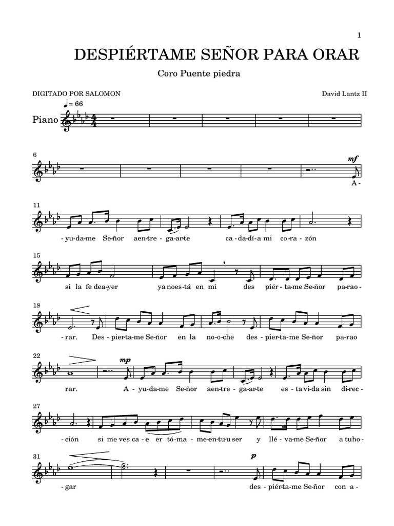 DESPIÉRTAME SEÑOR PARA ORAR - Pianomelodiaaa | PDF