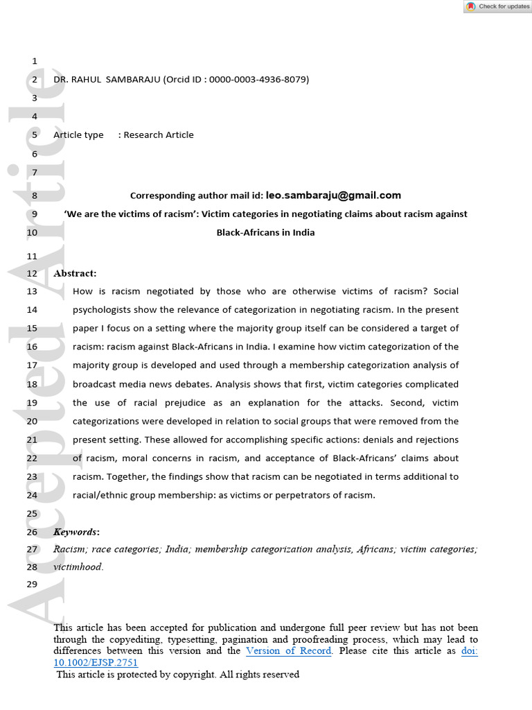 Ejsp 2751 | PDF | Racism | Discrimination & Race Relations