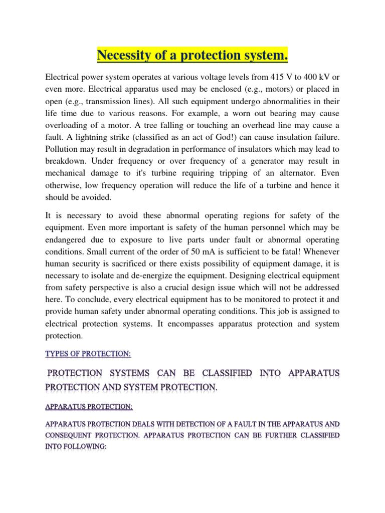 Necessity of A Protection System | PDF | Relay | Electrical Grid