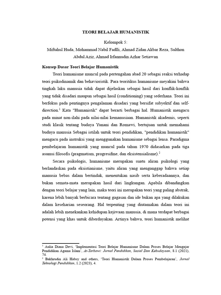 Teori Belajar Humanistik dan Penerapannya | PDF | Sains & Matematika
