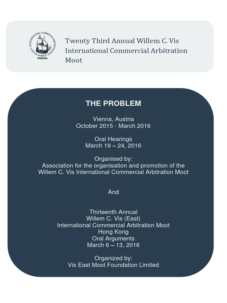 23rd Vis Moot Problem | PDF | Arbitration | Damages