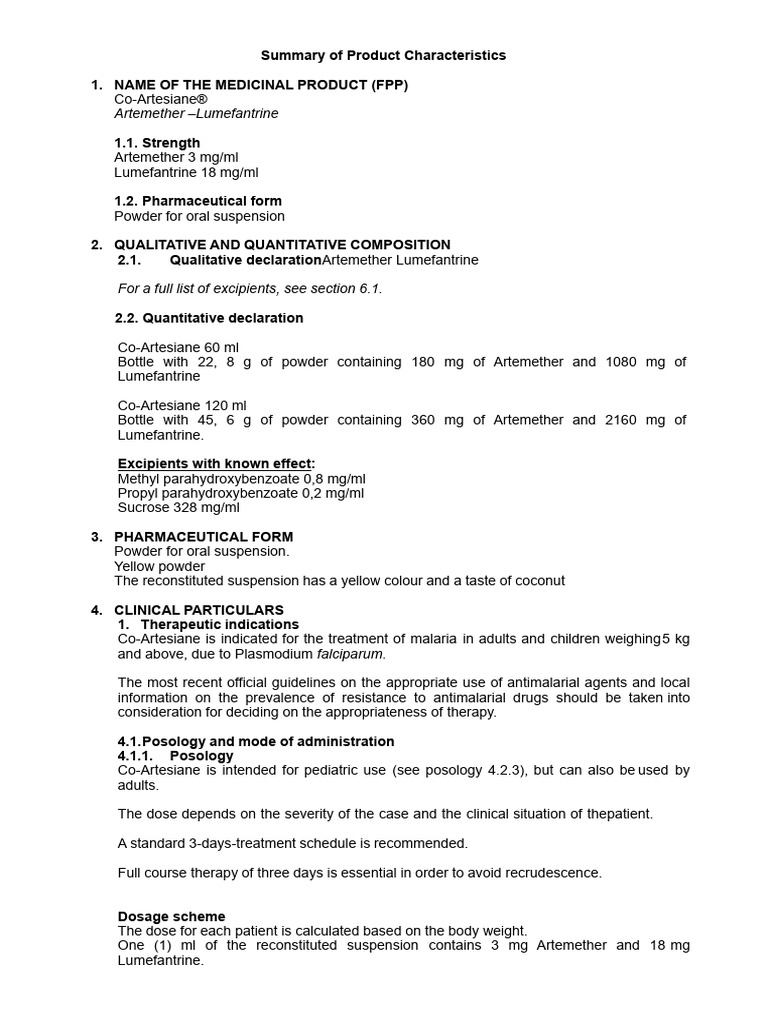 ALU Syrup Dosage in Pediatrics | PDF | Pregnancy | Malaria