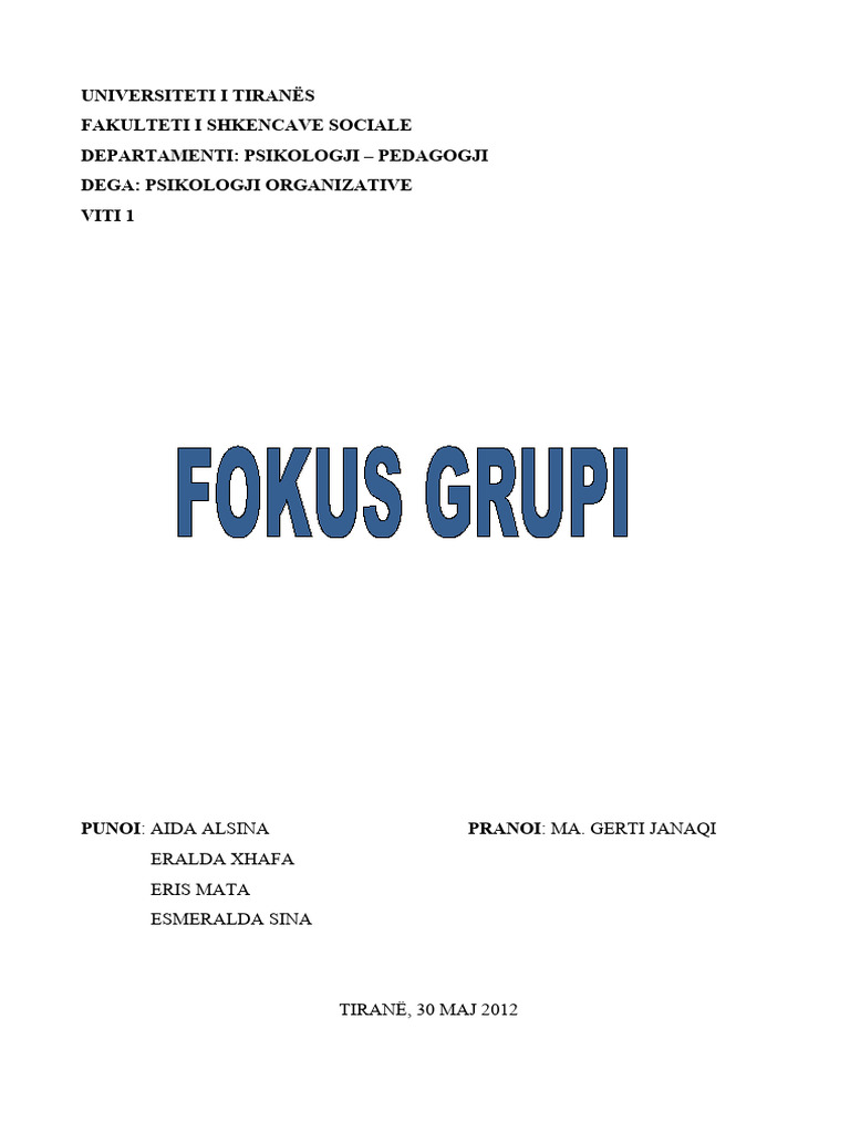 Fokus Grupi, Punoi - Aida Alsina, Eralda Xhafa, Eris Mata, Esmeralda ...