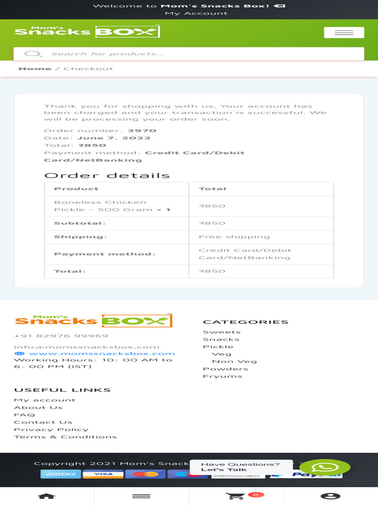 Checkout - Moms Snacks Box | PDF | Cooking, Food & Wine