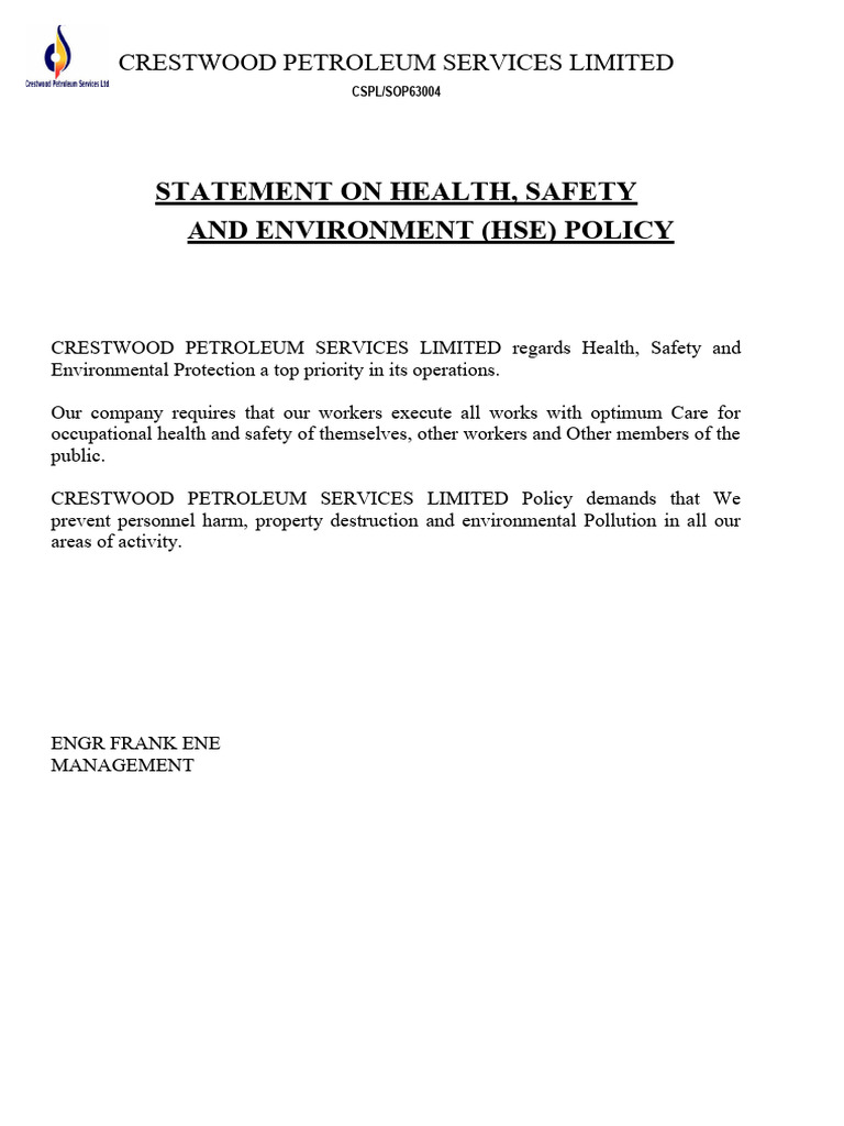 Crestwood Statement of Health | PDF