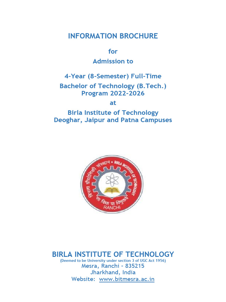 BTech 2022(Draft) - Info Brochure for DJP(1) (1) | PDF | Computing | Engineering
