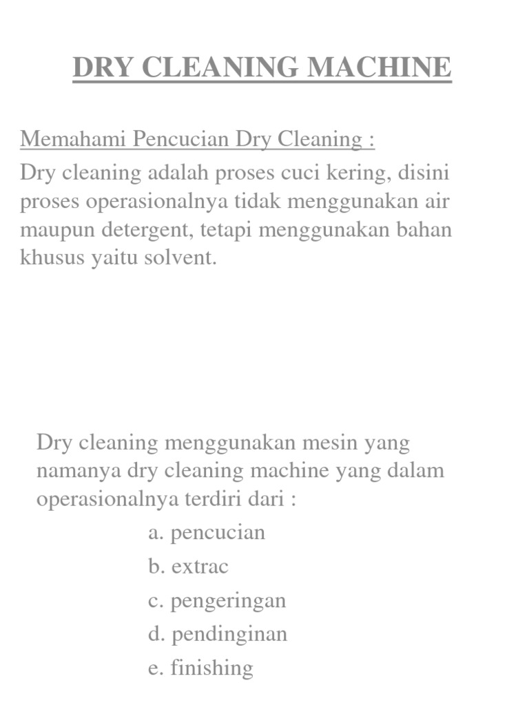 Proses dan Mesin Dry Cleaning | PDF