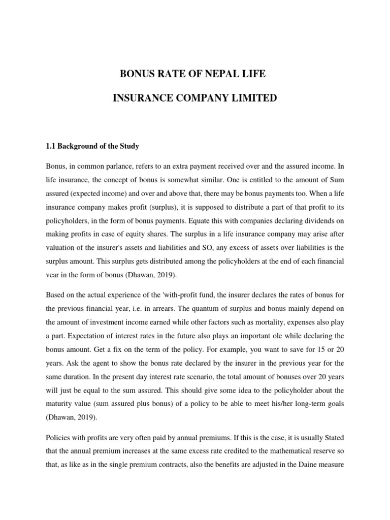 Bonus Rate of Nepal Life | PDF | Insurance | Life Insurance