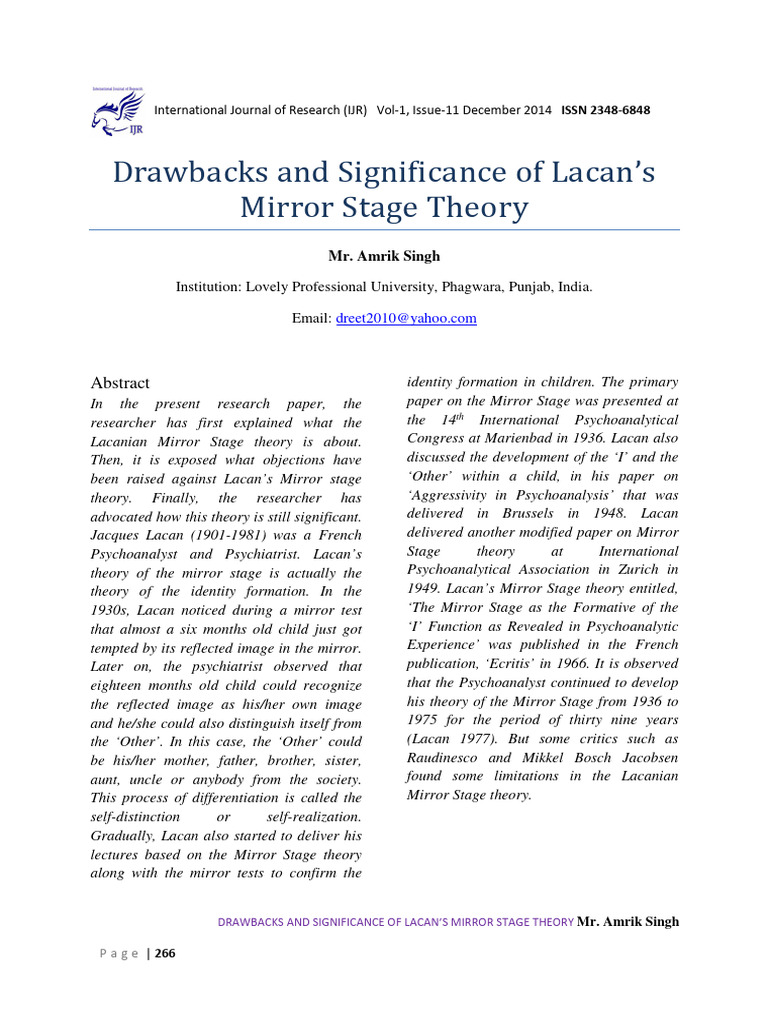 Lacan's Mirror Stage: Critiques & Importance | PDF | Jacques Lacan ...