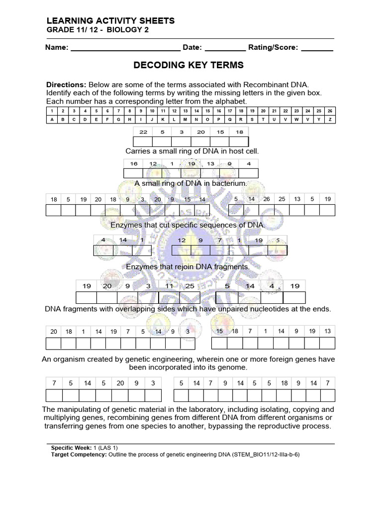 BIOLOGY-2_LAS1-1 | PDF | Molecular Cloning | Recombinant Dna