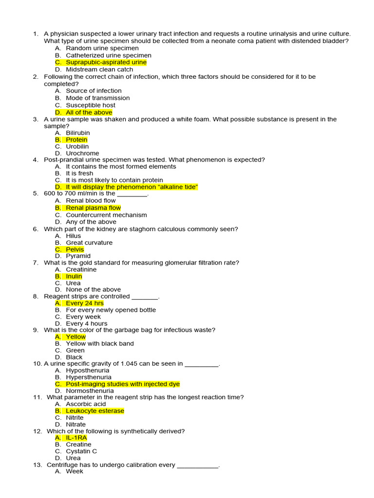 CM Post Test 1 | PDF | Urine | Kidney