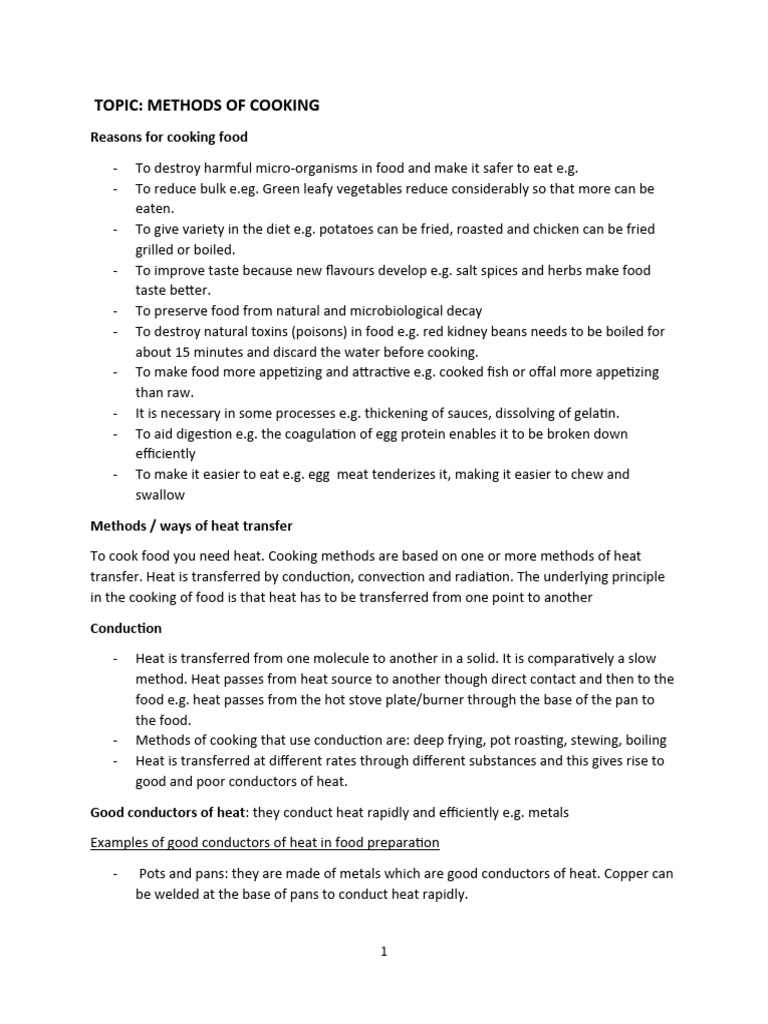 METHODS OF COOKING Notes (2233) | PDF | Cooking | Grilling