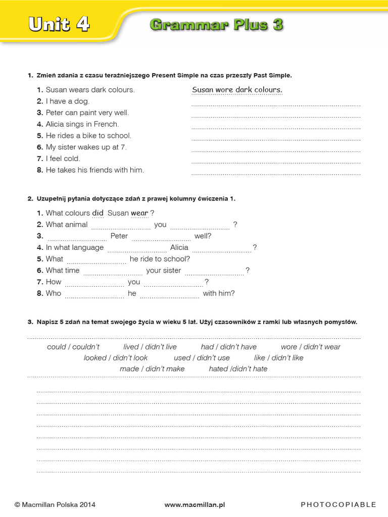 Evolution Plus 3 Grammar Plus 3 Unit 4 | PDF