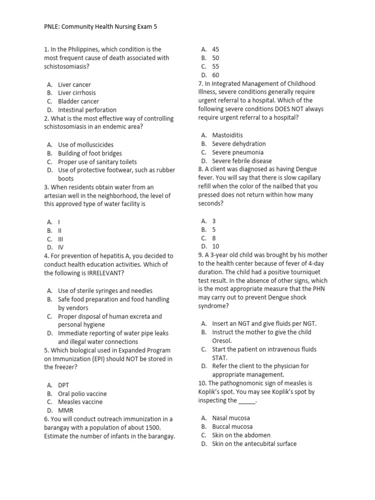 CHN PNLE BOARD EXAM PRACTICE-PART 5 | PDF | Infection | Measles