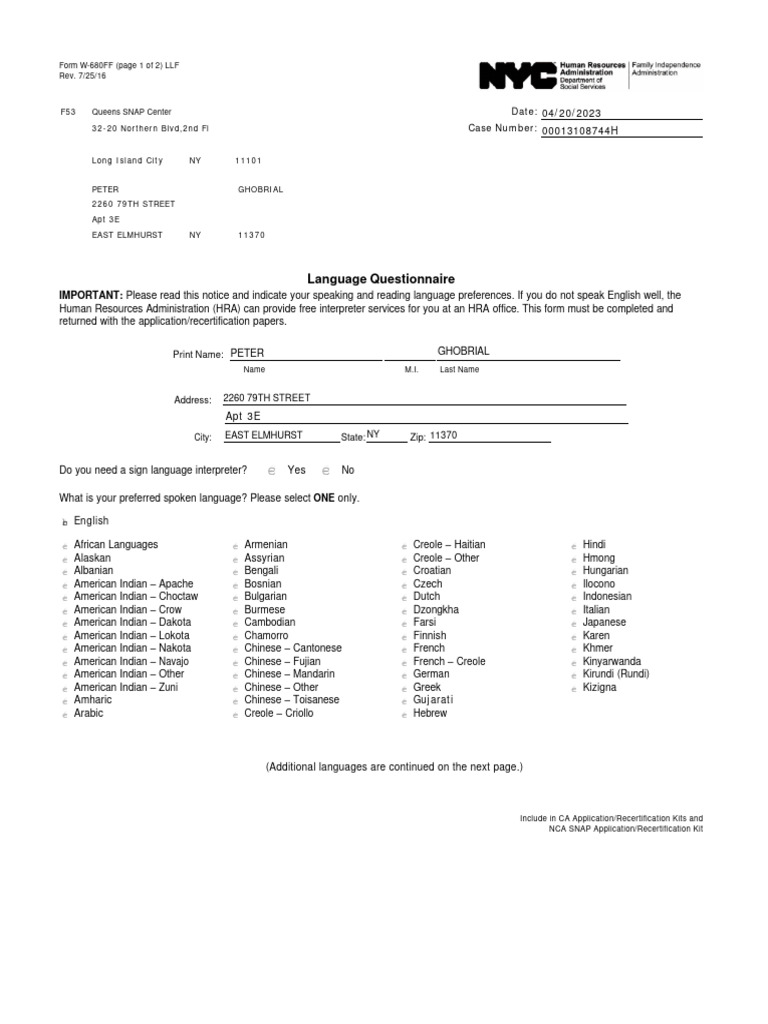 LanguageQuestionnaire 556621387 | PDF | Languages Of Asia | Human ...
