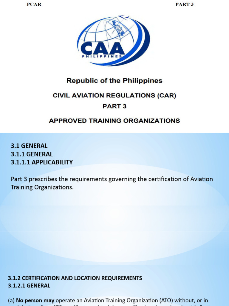 Pcar Part 3 PPT | PDF | Flight Instructor