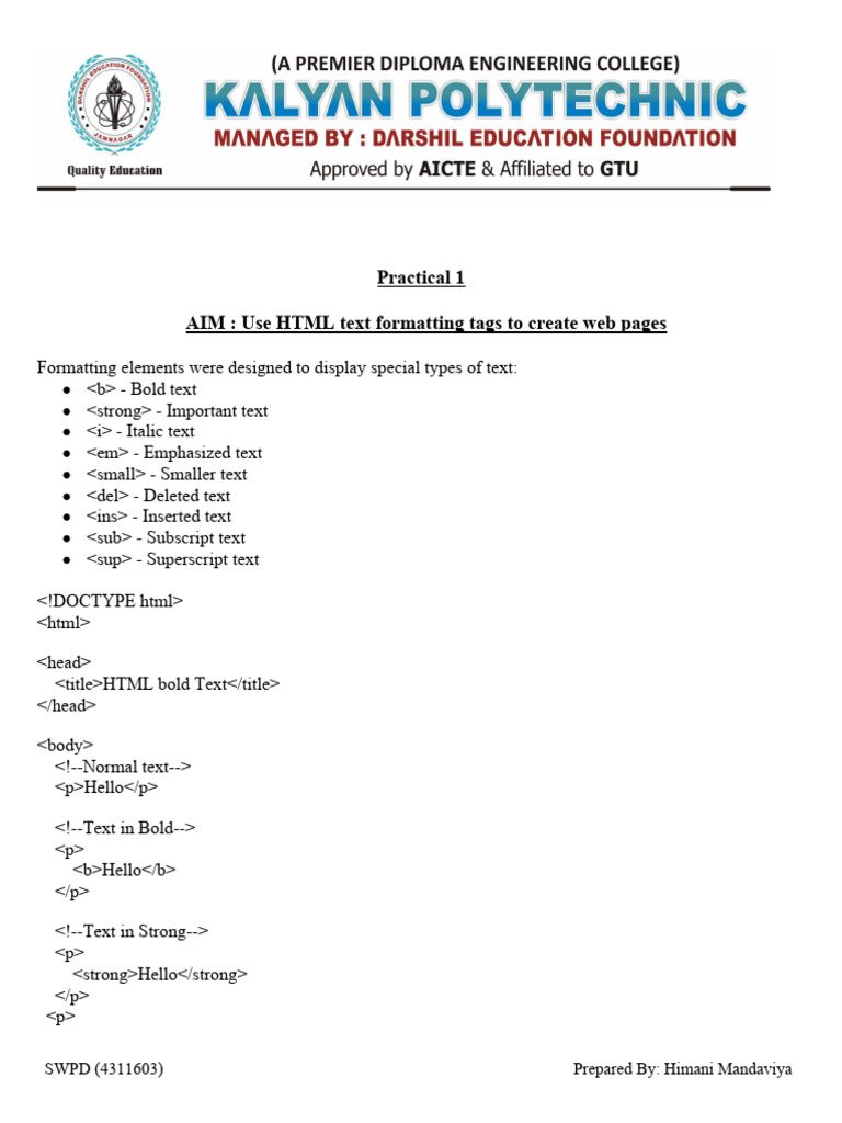 LAB File | PDF | Html Element | Html
