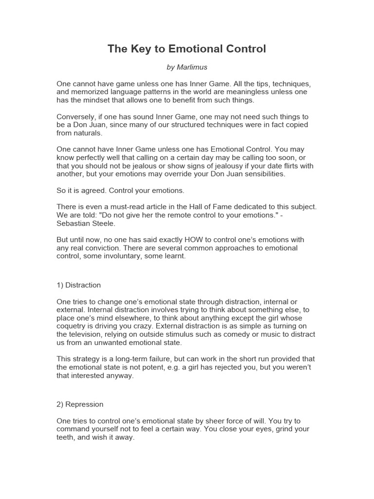 The Key To Emotional Control | PDF | Emotions | Mind