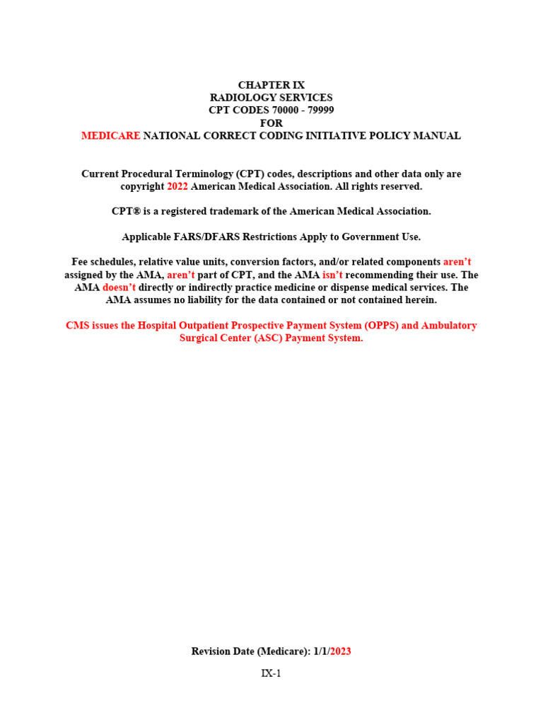 Chapter 9 Radiology Services CPT Codes 70000 - 79999 | PDF | Radiation ...