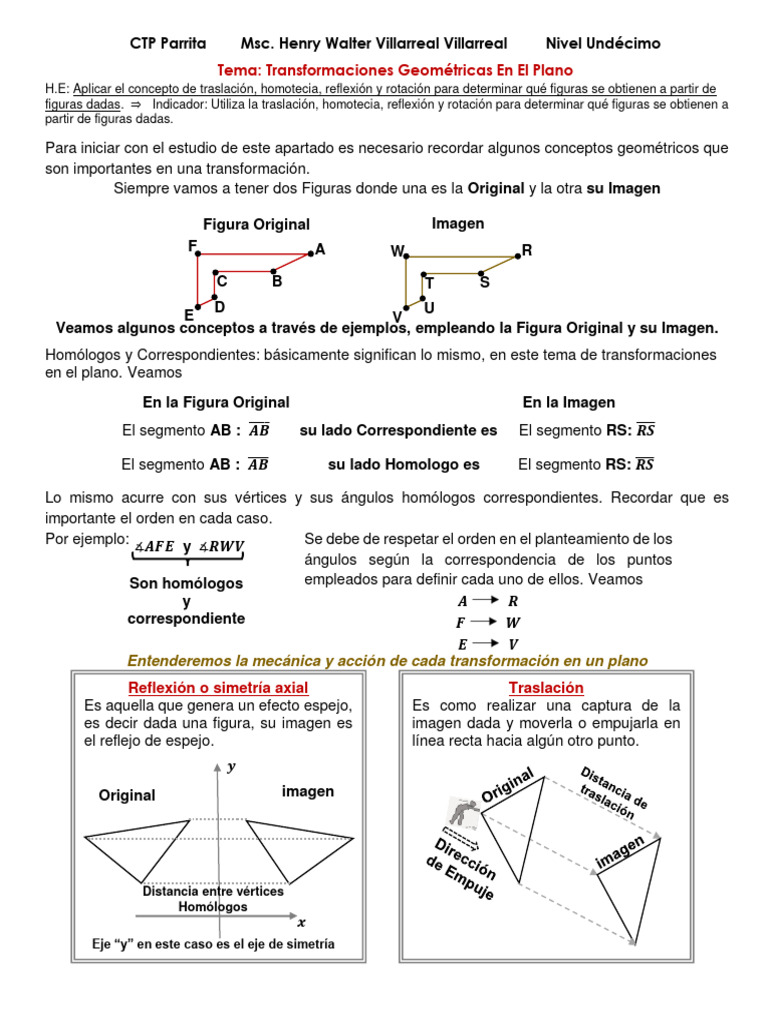 Transformaci One Senel Plano | PDF | Rotación | Simetría