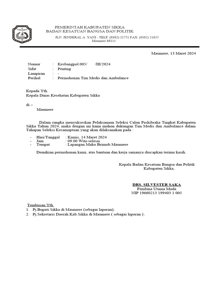 Surat Permohonan Tim Medis | PDF Surat Permohonan Tim Medis | PDF