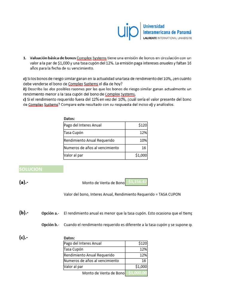 Valuacion Basica de Bonos | Descargar gratis PDF | Interés | Sector privado