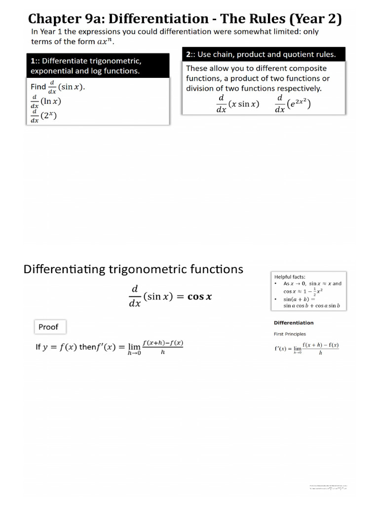 Chapter 9a - Differentiation The Rules P2 | PDF