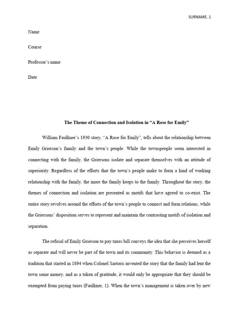Connection vs. Isolation in Faulkner's Emily | PDF | Social Psychology