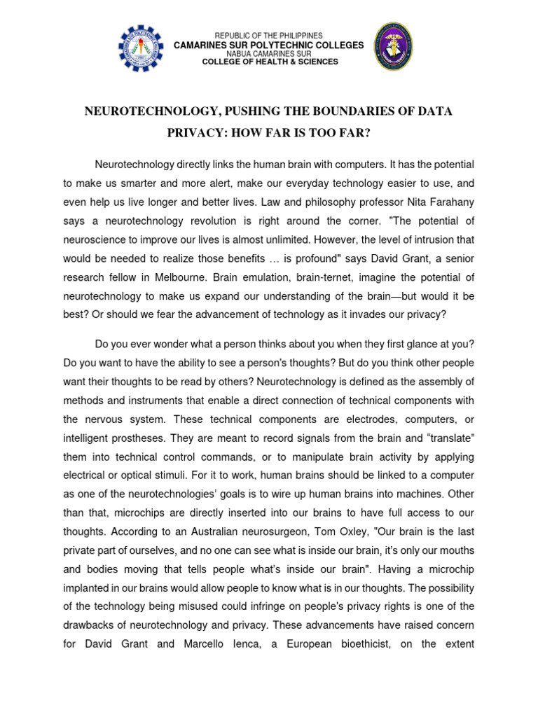 Neurotechnology and Data Privacy Risks | PDF | Privacy | Brain