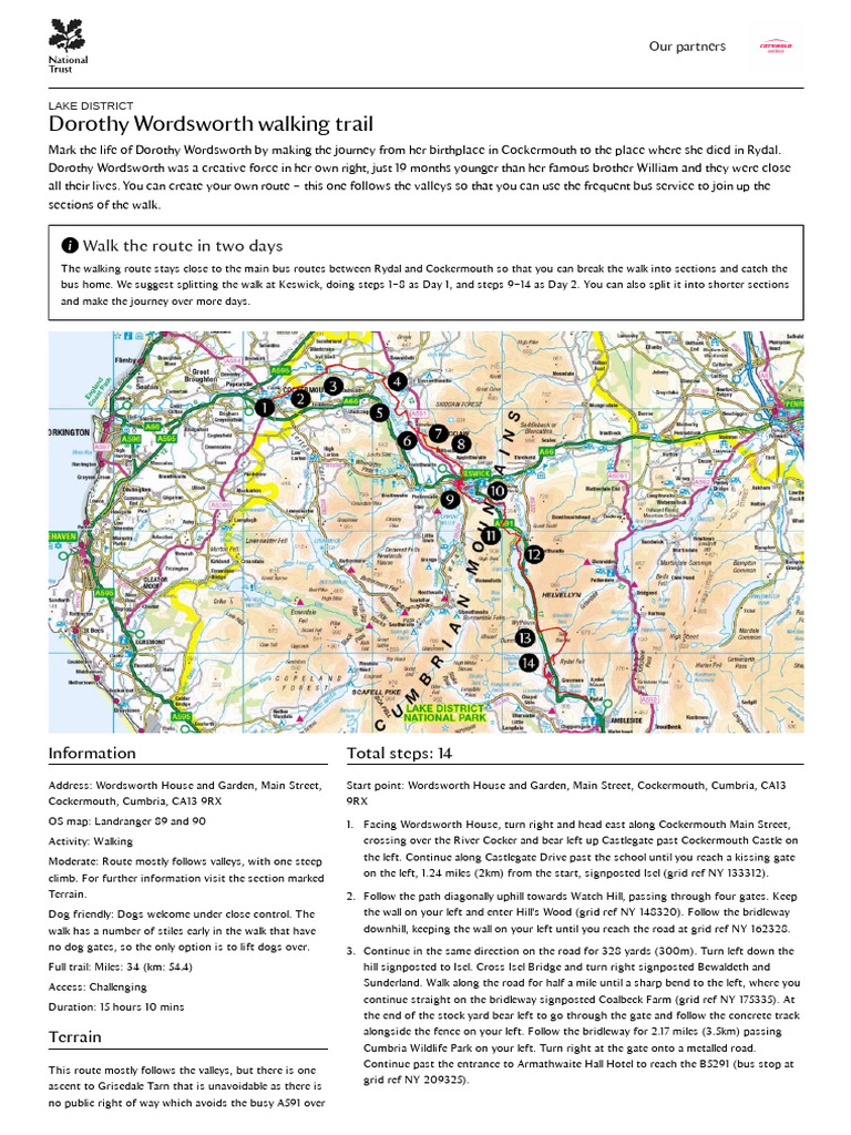 Dorothy Wordsworth Walking Trail | PDF | Trail | Streets And Roads