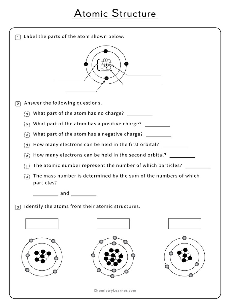 Atomic Structure Worksheet Grade 8 Pdf