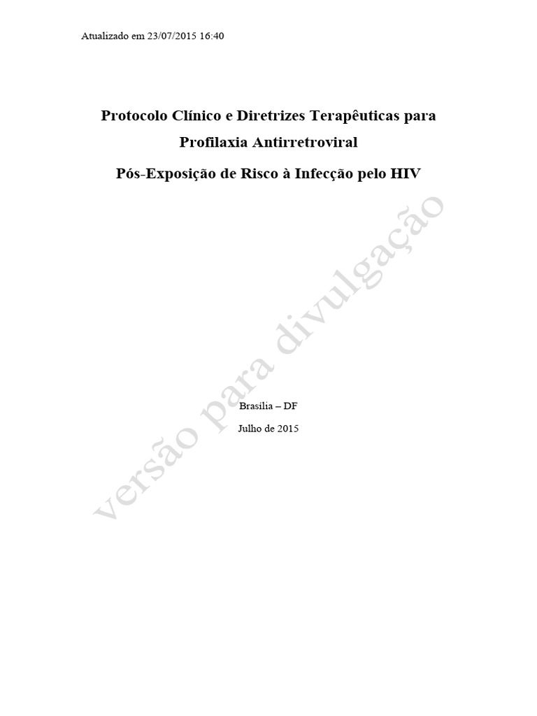 Protocolo - PEP (MS, 2015) | PDF | HIV/AIDS | Gestão do HIV/Aids