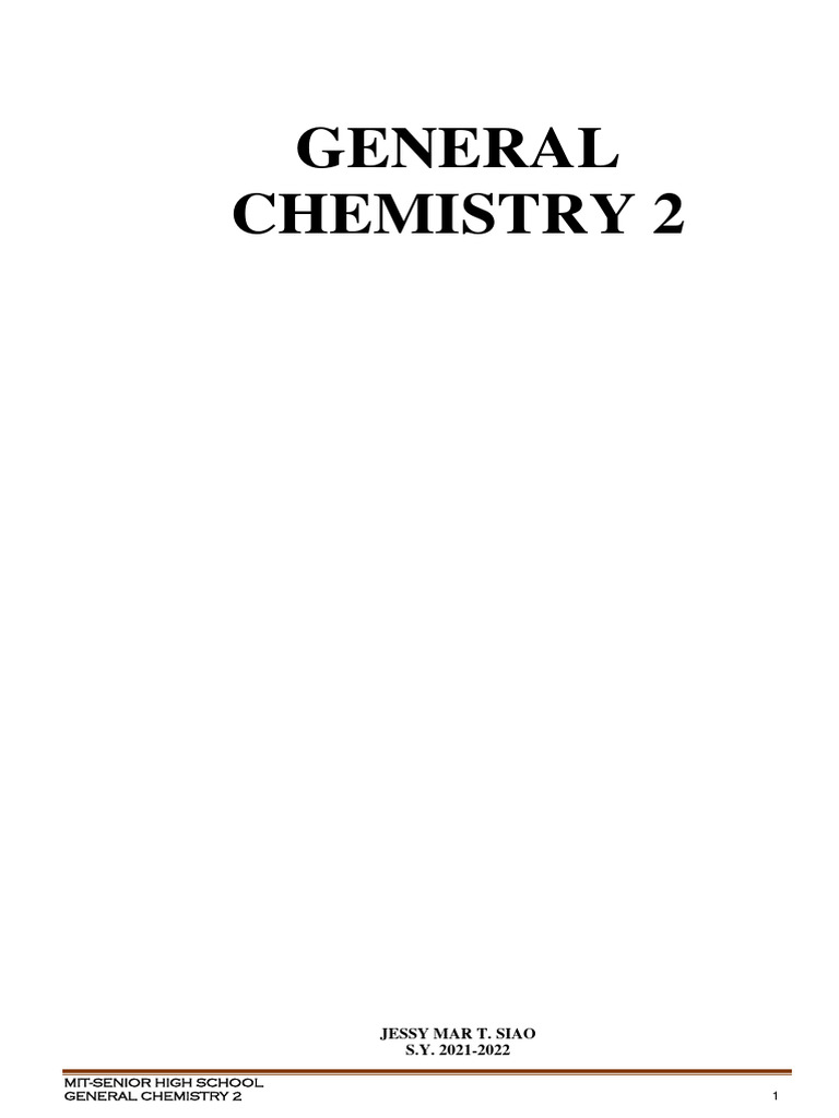 (2nd Month) STM 128 - General Chemistry 2 | Download Free PDF ...